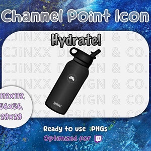 Black Hydro Bottle Twitch HYDRATE Channel Point Emote, Cute Icon for ...