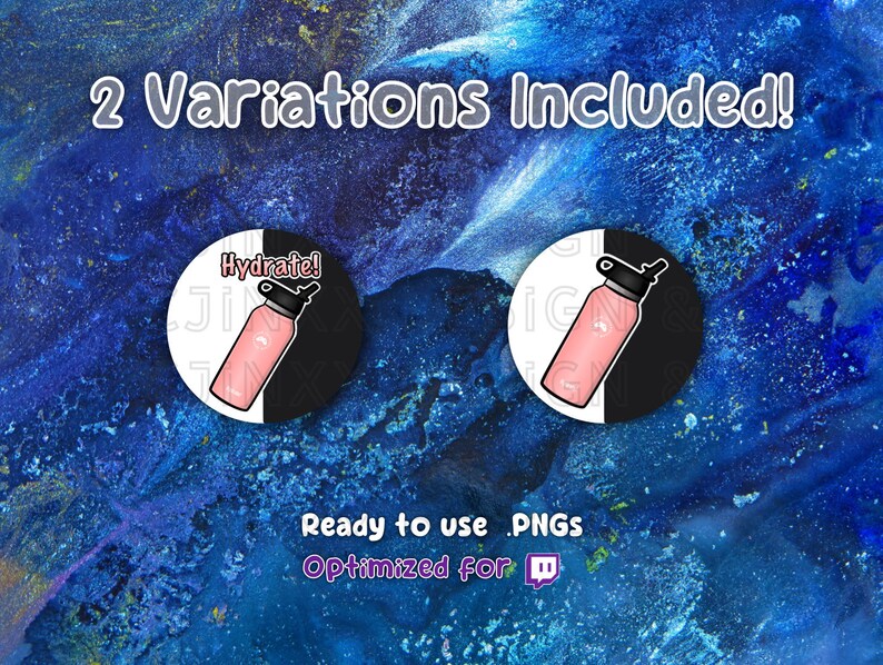 Pink Hydro Bottle Twitch HYDRATE Channel Point Emote, Cute Icon for ...