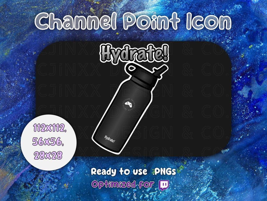 Black Hydro Bottle Twitch HYDRATE Channel Point Emote, Cute Icon for ...