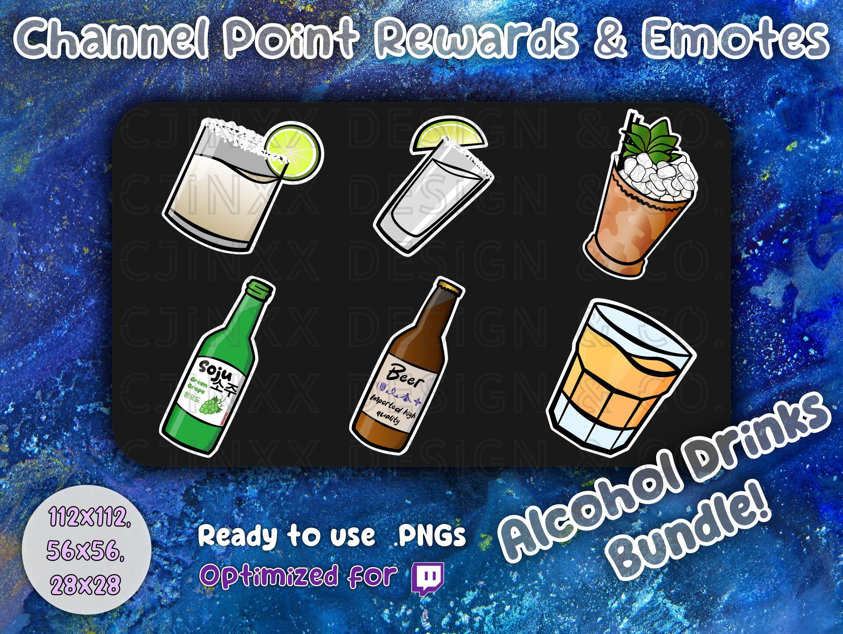 Twitch Icon Bundle, "alcohol Drinks Pack", Channel Reward & Emote, Cute ...