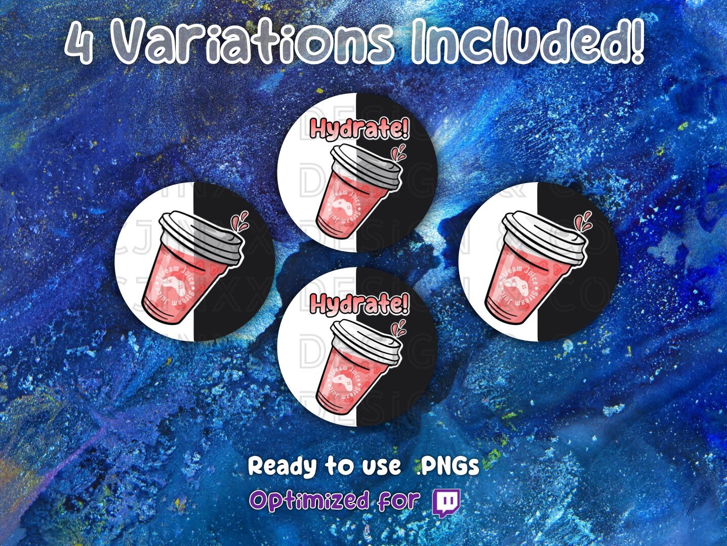 Strawberry Acai Refresher Twitch HYDRATE Channel Point Reward Cute Icon ...