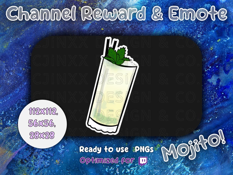 MOJITO Cocktail Twitch HYDRATE Channel Point Reward, Cute Alcohol Icon ...