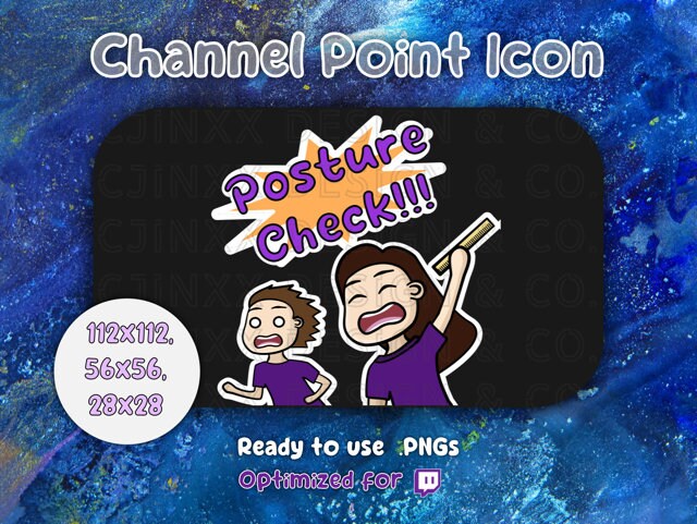 POSTURE CHECK Twitch Channel Point Emote, Ruler Smack, Cute Icon for ...