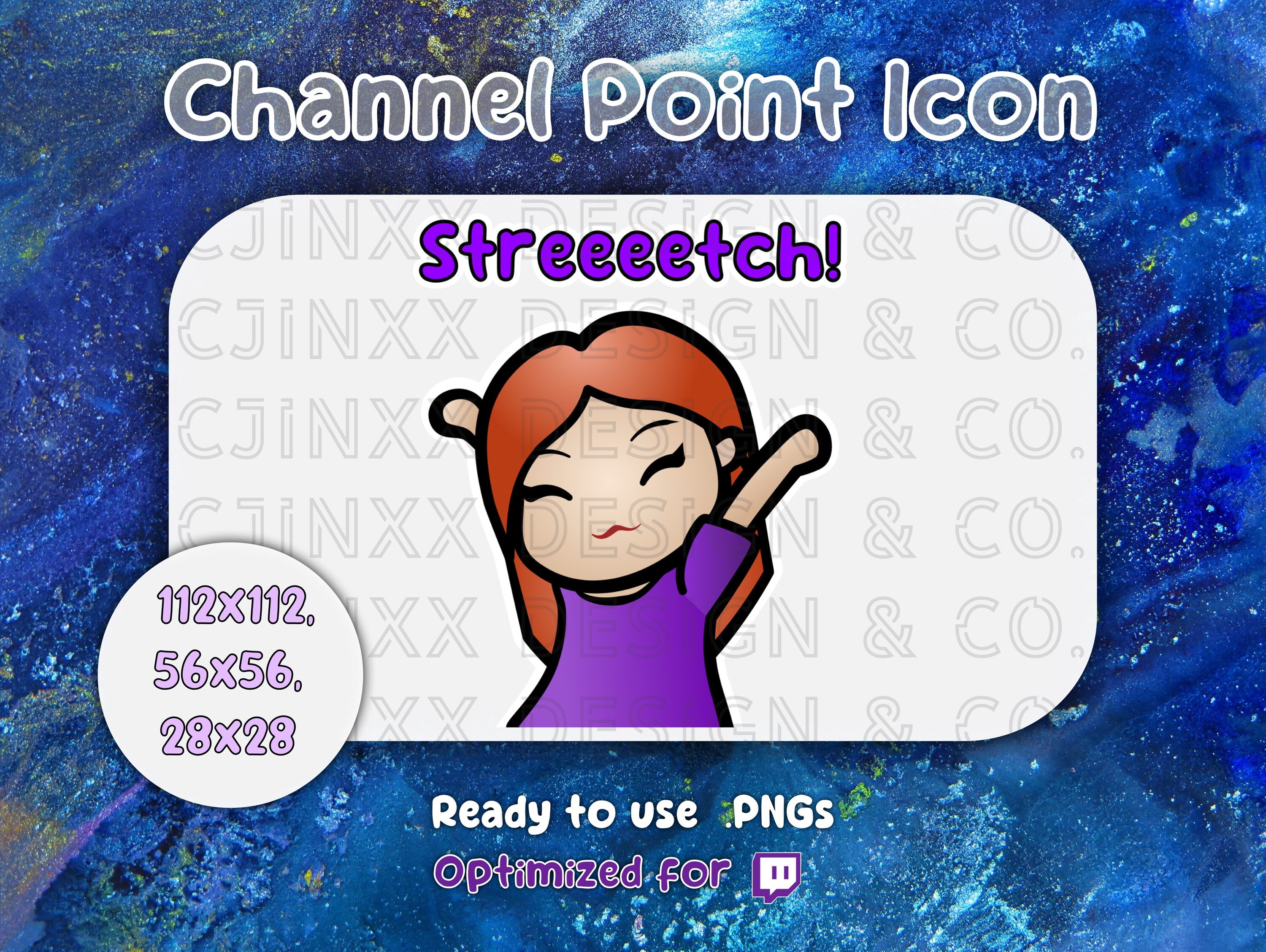 STRETCH Fun Twitch Reward, Red Hair Girl Purple Shirt Channel Point ...