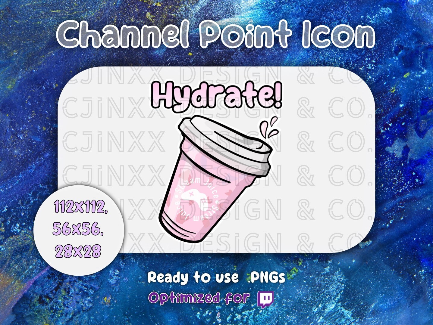 PINK DRINK Twitch HYDRATE Channel Point Reward Emote Engage - Etsy