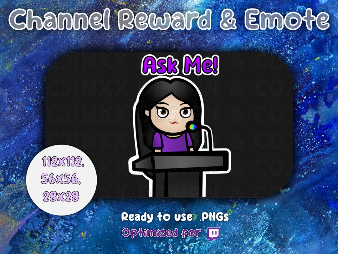 Twitch Channel Point Reward "ask Me!" Cute Icon Emote for Twitch ...