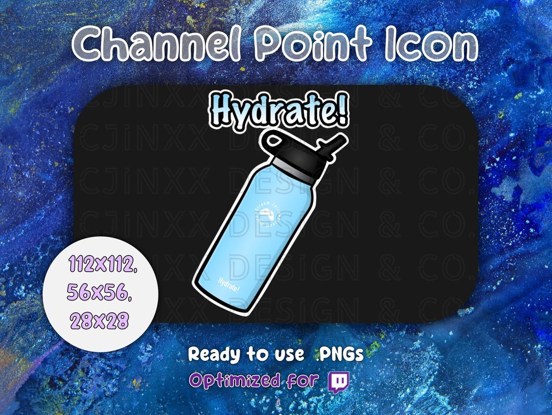 Hydro Bottle Twitch HYDRATE Channel Point Emote, Cute Icon for Twitch ...