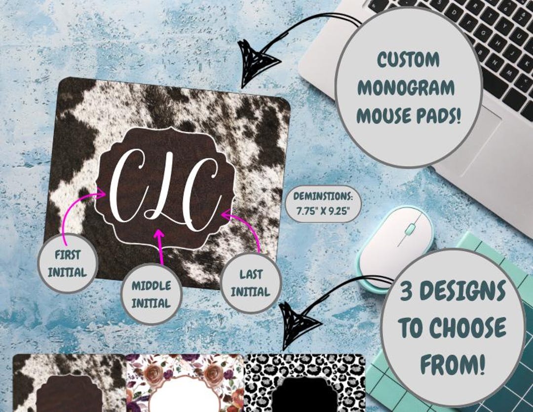 Custom Monogram Mouse Pads | Office | Desk | Work - Etsy