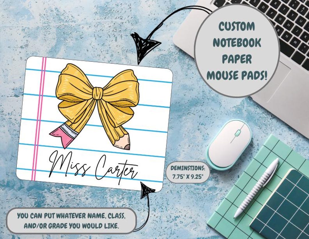 Custom Notebook Paper Mouse Pads | Office | Desk | Work | School - Etsy