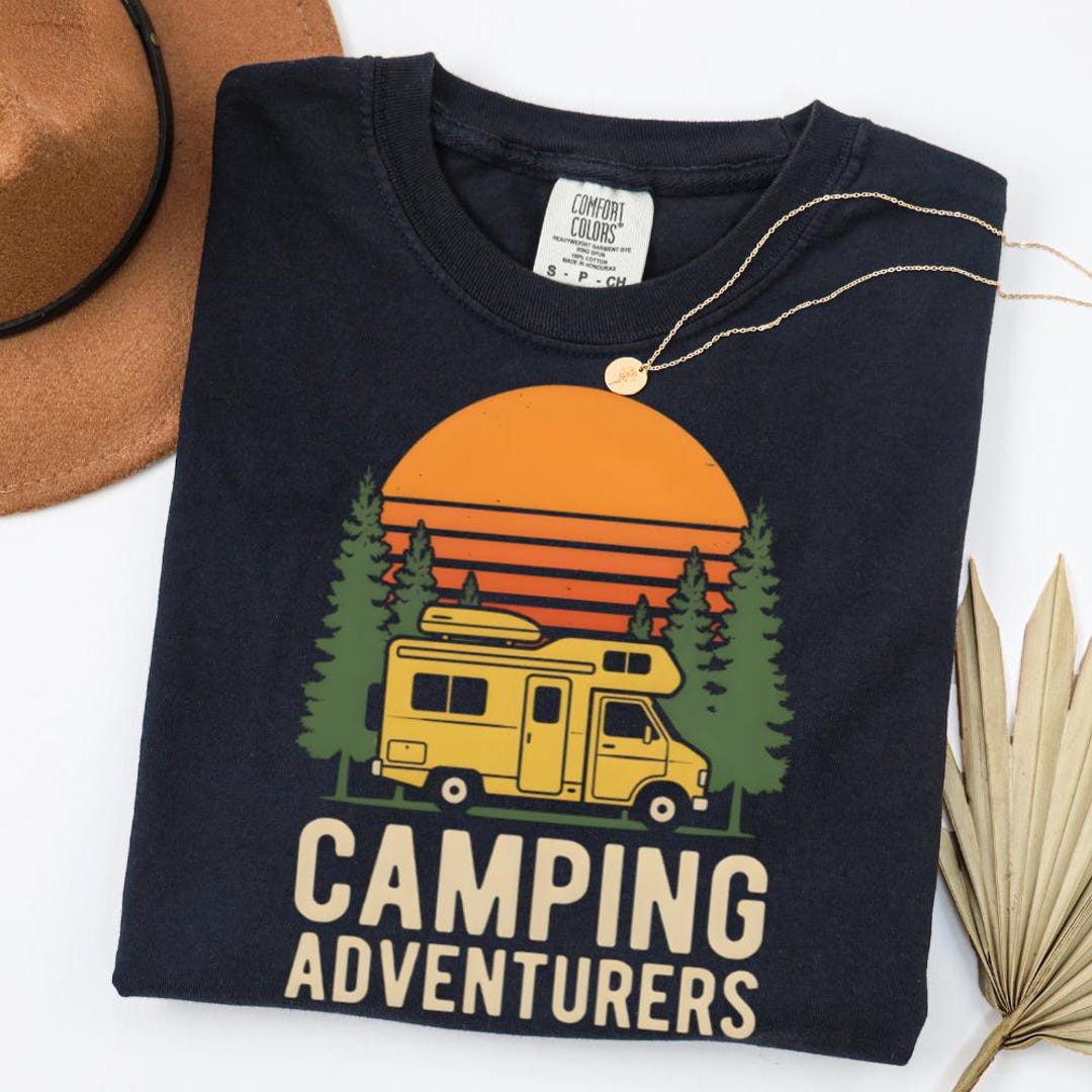 Camping Adventurers Shirt, Retro RV Sunset Graphic, Vintage Motorhome ...