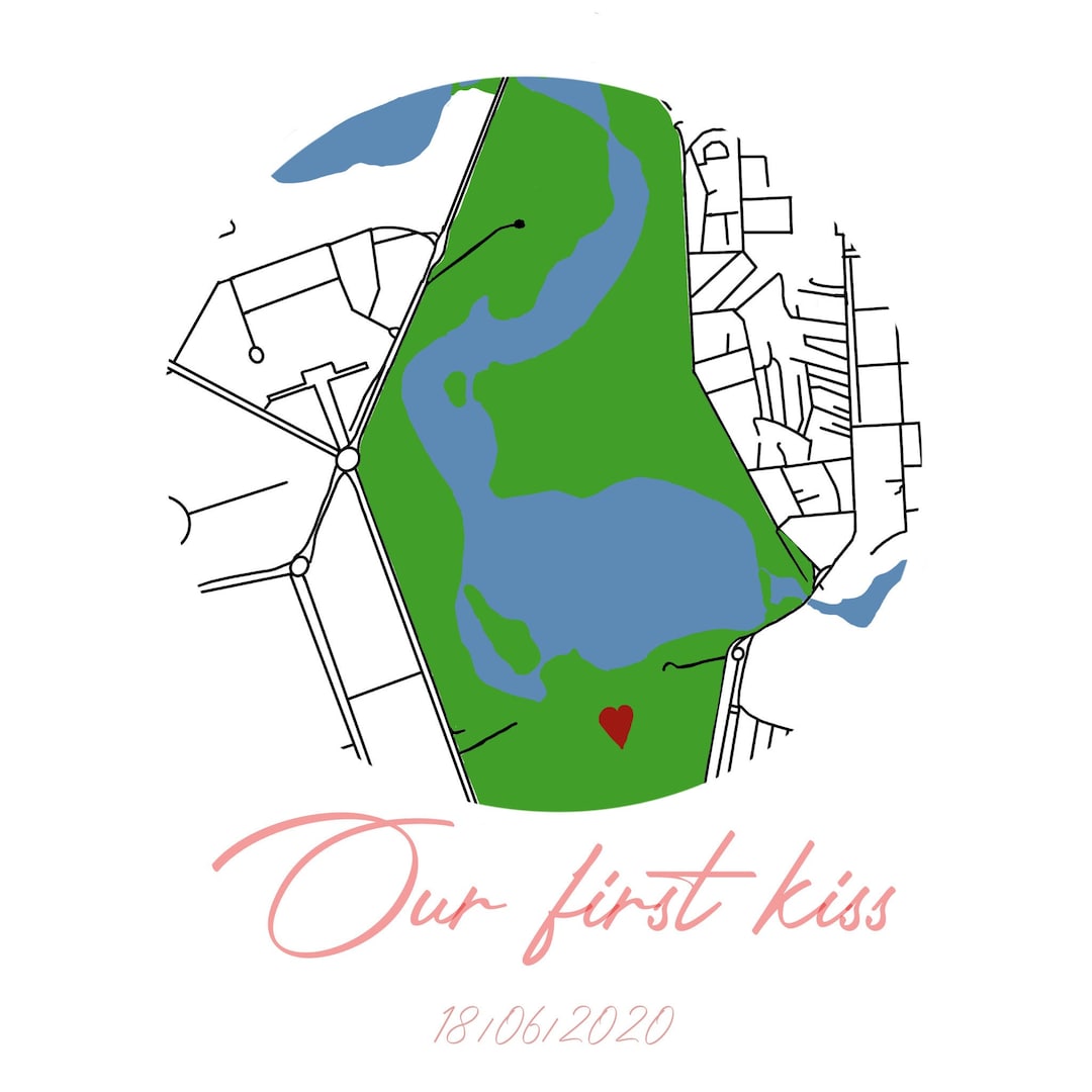 Where We Met/ First Kiss/ Relationship Map Gift - Etsy