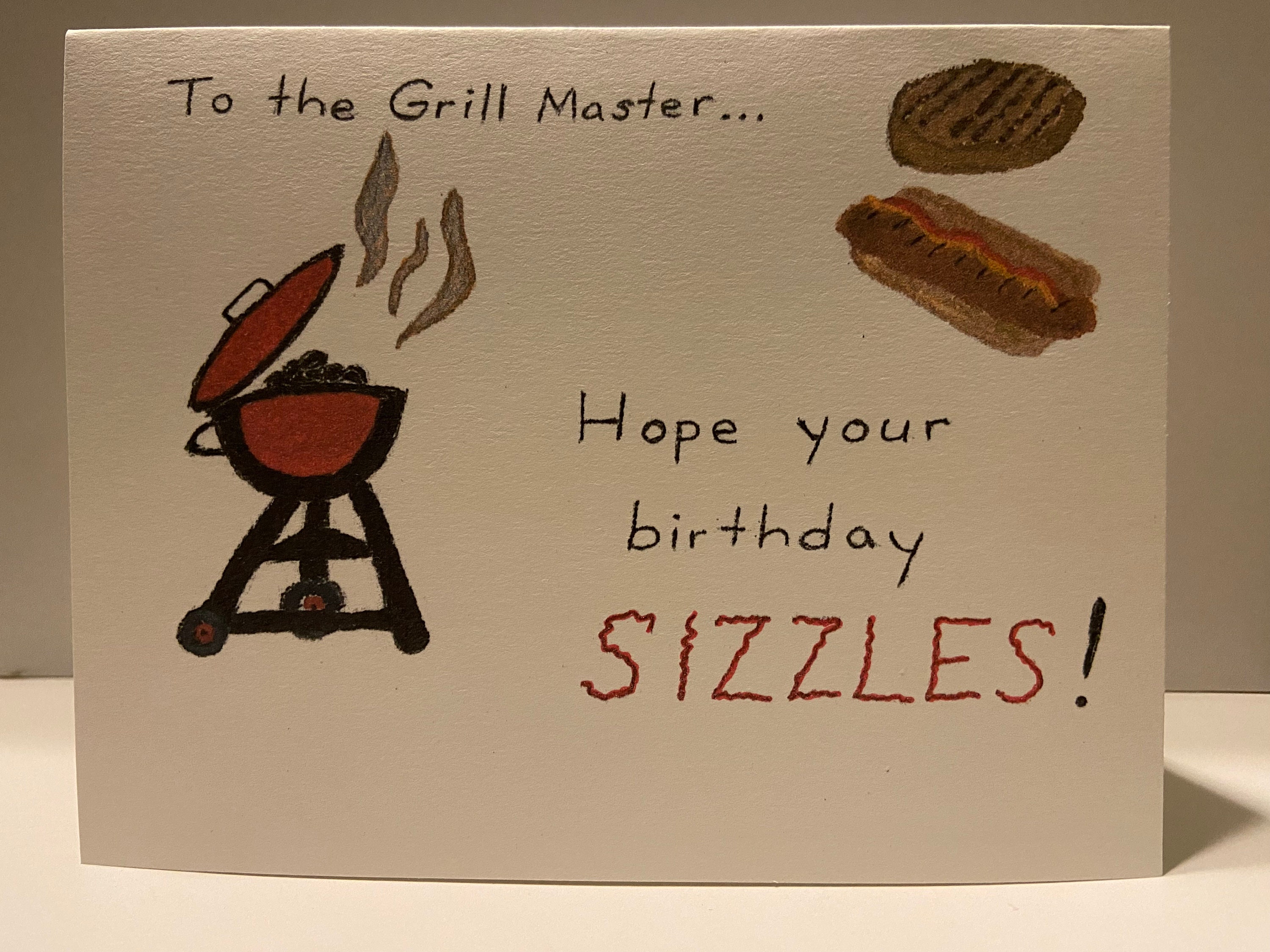 Grill Master Blank Watercolor Birthday Card for Dads, Husbands ...