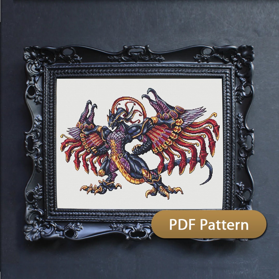 Summon Bahamut Dragon Final Fantasy Cross Stitch Pattern PDF ...