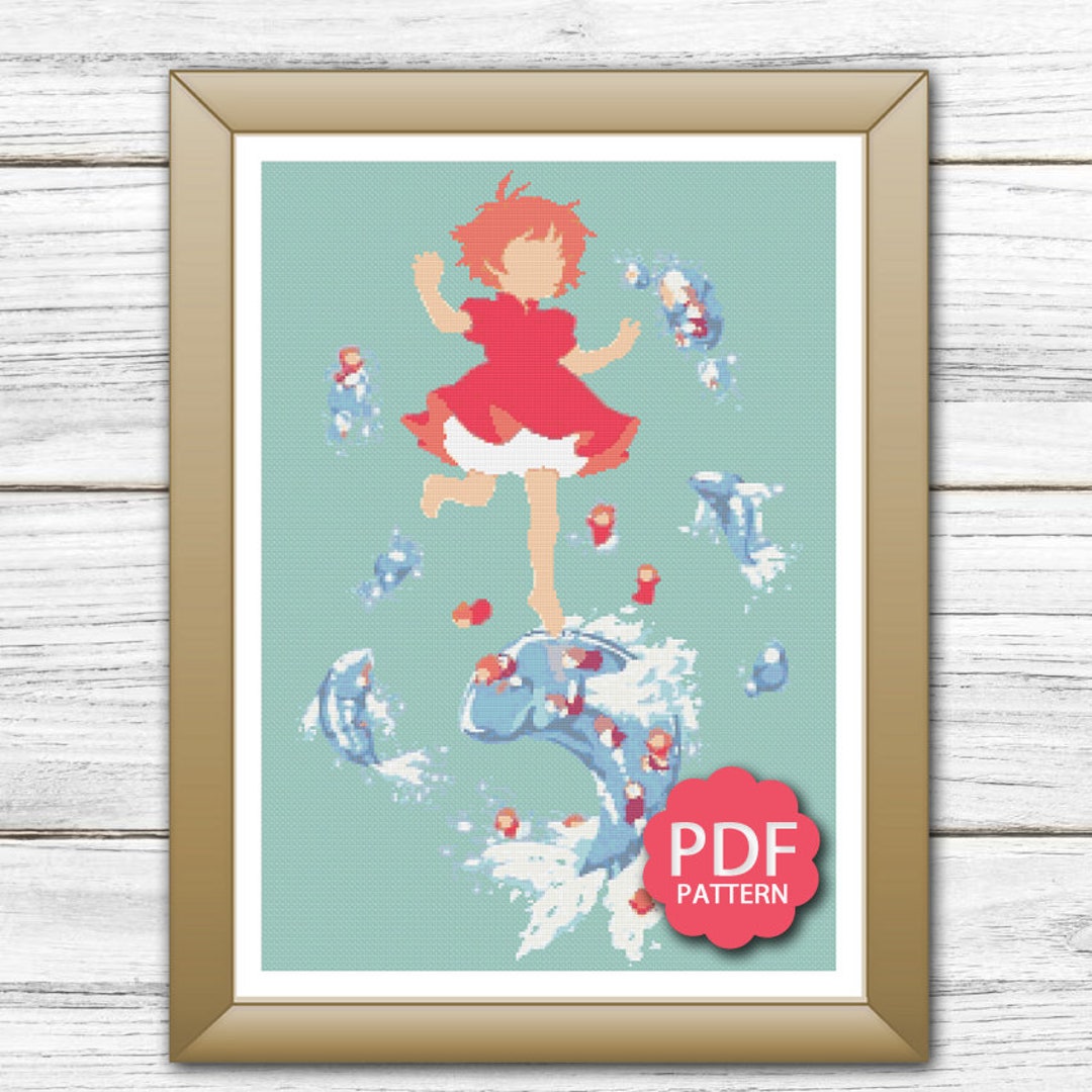 Ponyo Water Fish Dance - Cross Stitch Pattern PDF Downloadable - Etsy