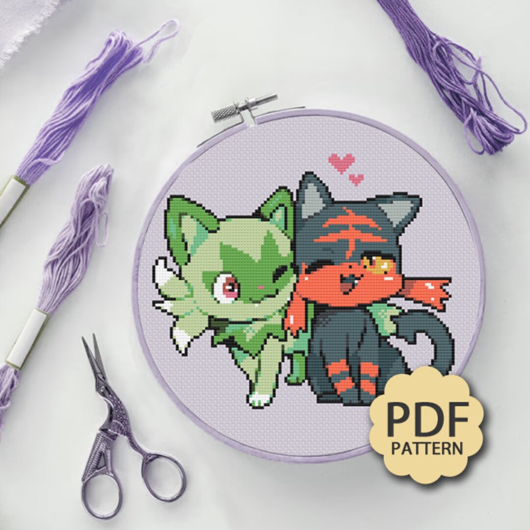 Litten and Sprigatito - Pokemon - Cross Stitch Pattern PDF Downloadable ...