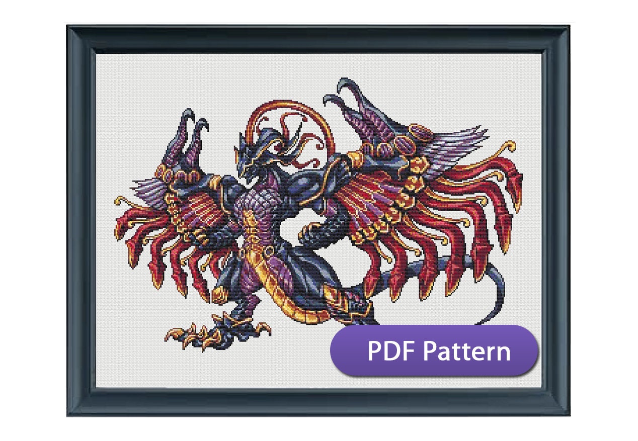 Summon Bahamut Dragon Final Fantasy Cross Stitch Pattern PDF ...