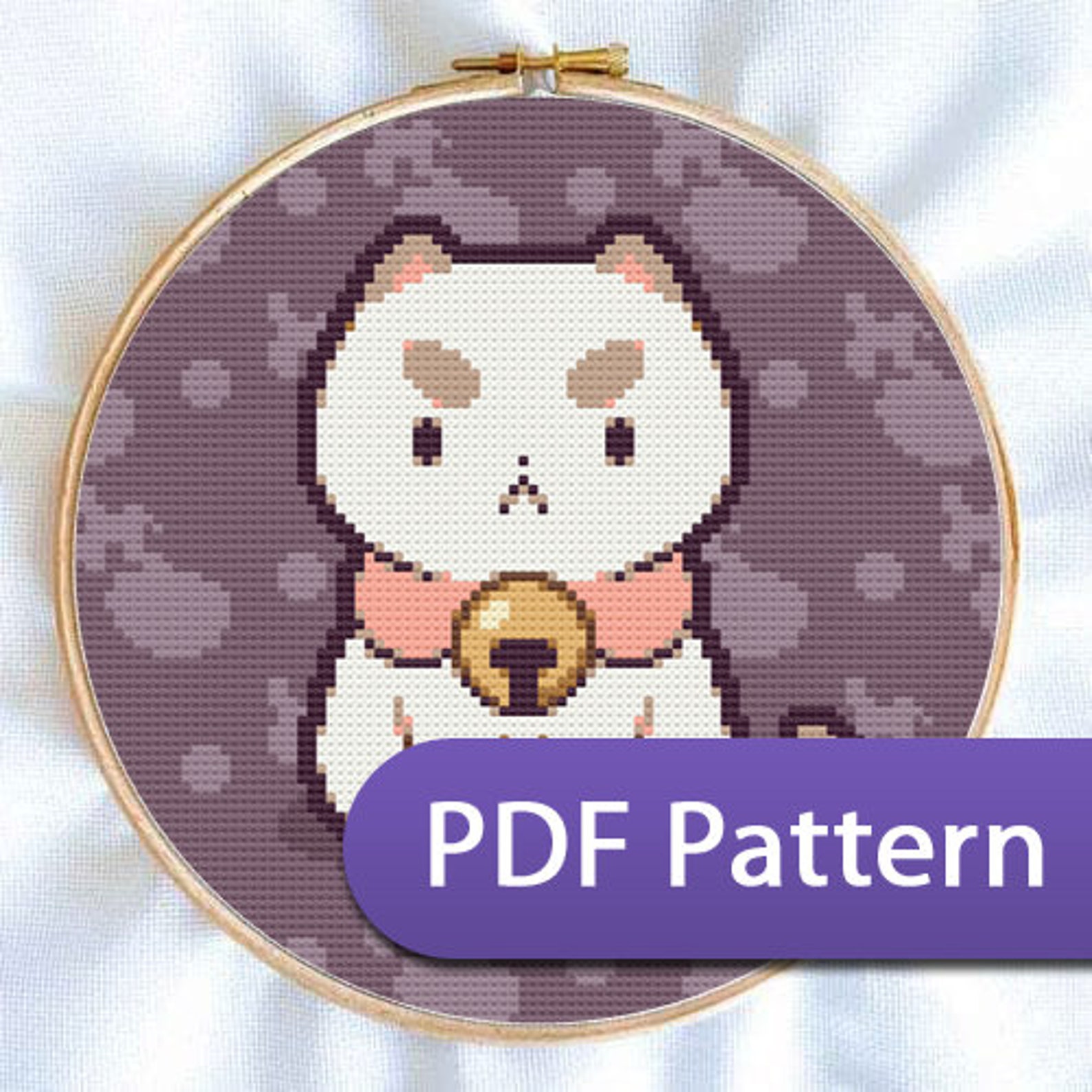Grumpy Cat Eggplant Bee and Puppycat Cross Stitch Pattern - Etsy