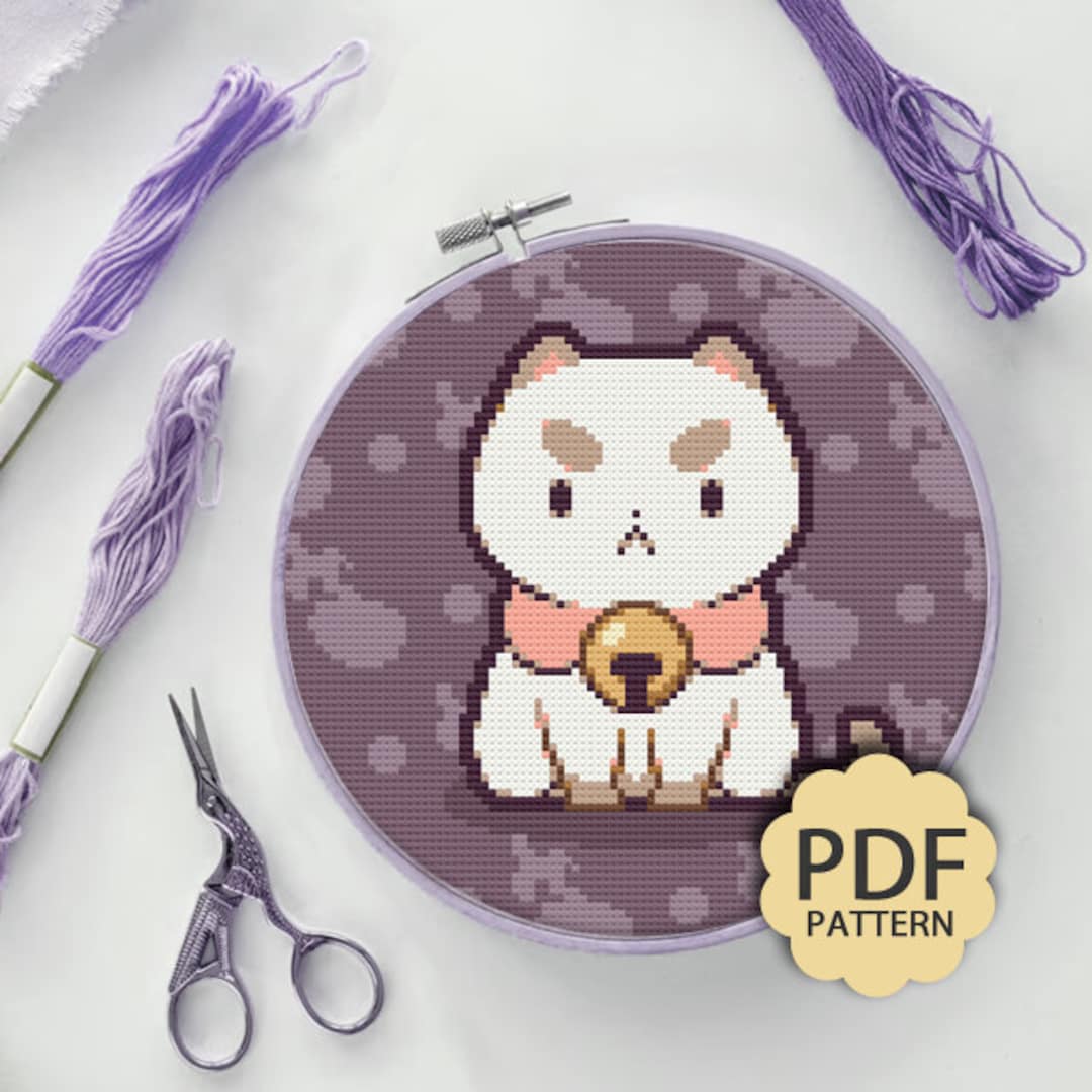 Grumpy Cat Eggplant - Bee and Puppycat - Cross Stitch Pattern PDF ...