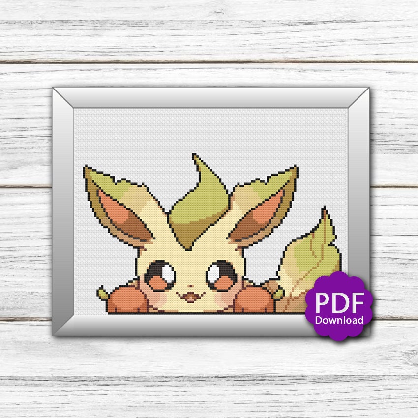 Popup Leafeon - Pokemon - Patrón Punto de Cruz PDF Descargable - Etsy ...