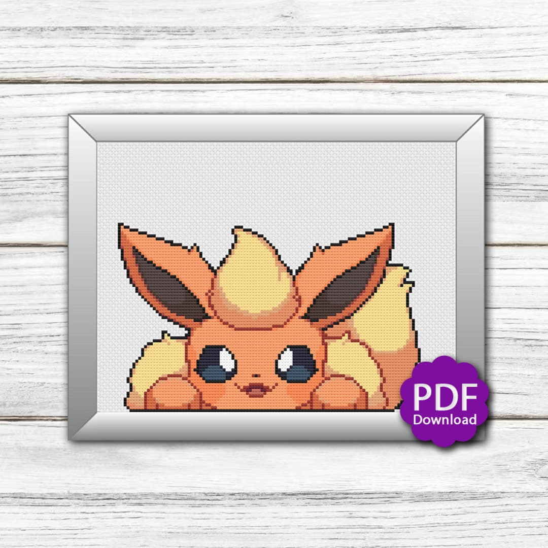 Popup Flareon - Pokemon - Cross Stitch Pattern PDF Downloadable - Etsy