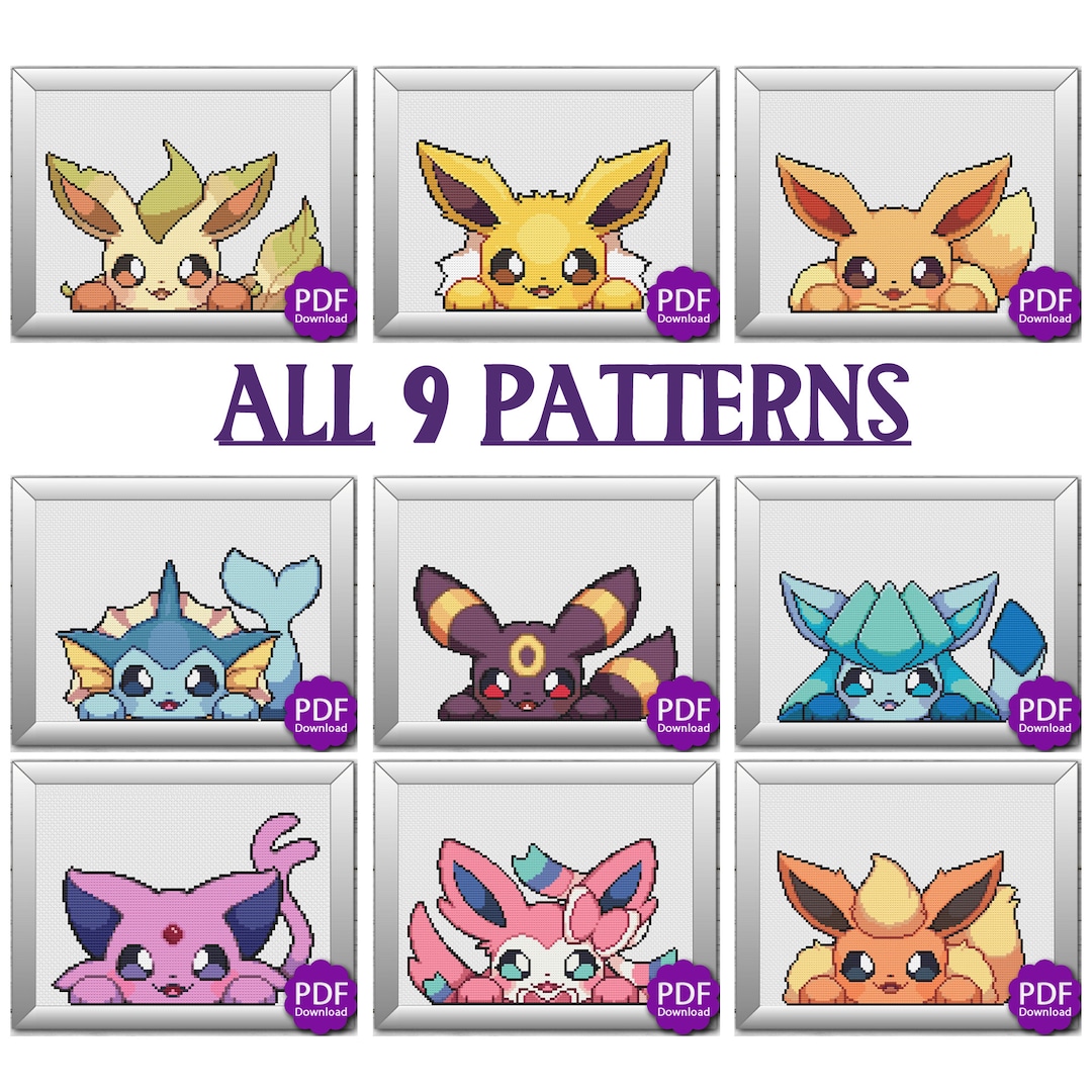Popup Eevee Evolutions - Pokemon - Cross Stitch Pattern PDF ...
