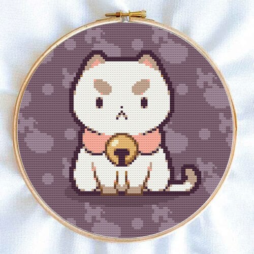 Grumpy Cat Eggplant Bee and Puppycat Cross Stitch Pattern - Etsy