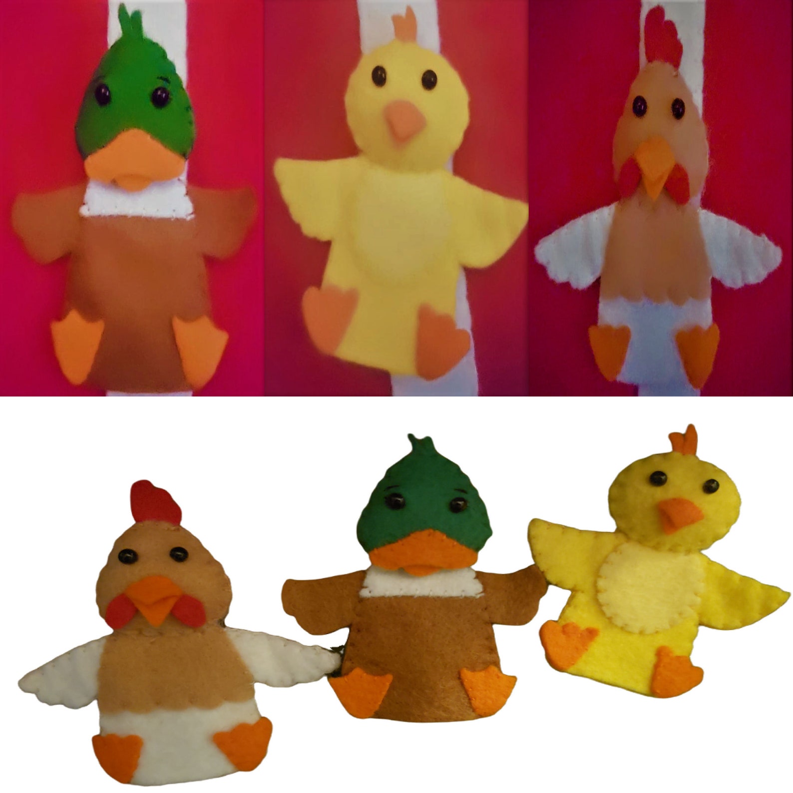 Farm Animal Finger Puppet Pattern-duck Finger Puppet-chicken Finger ...