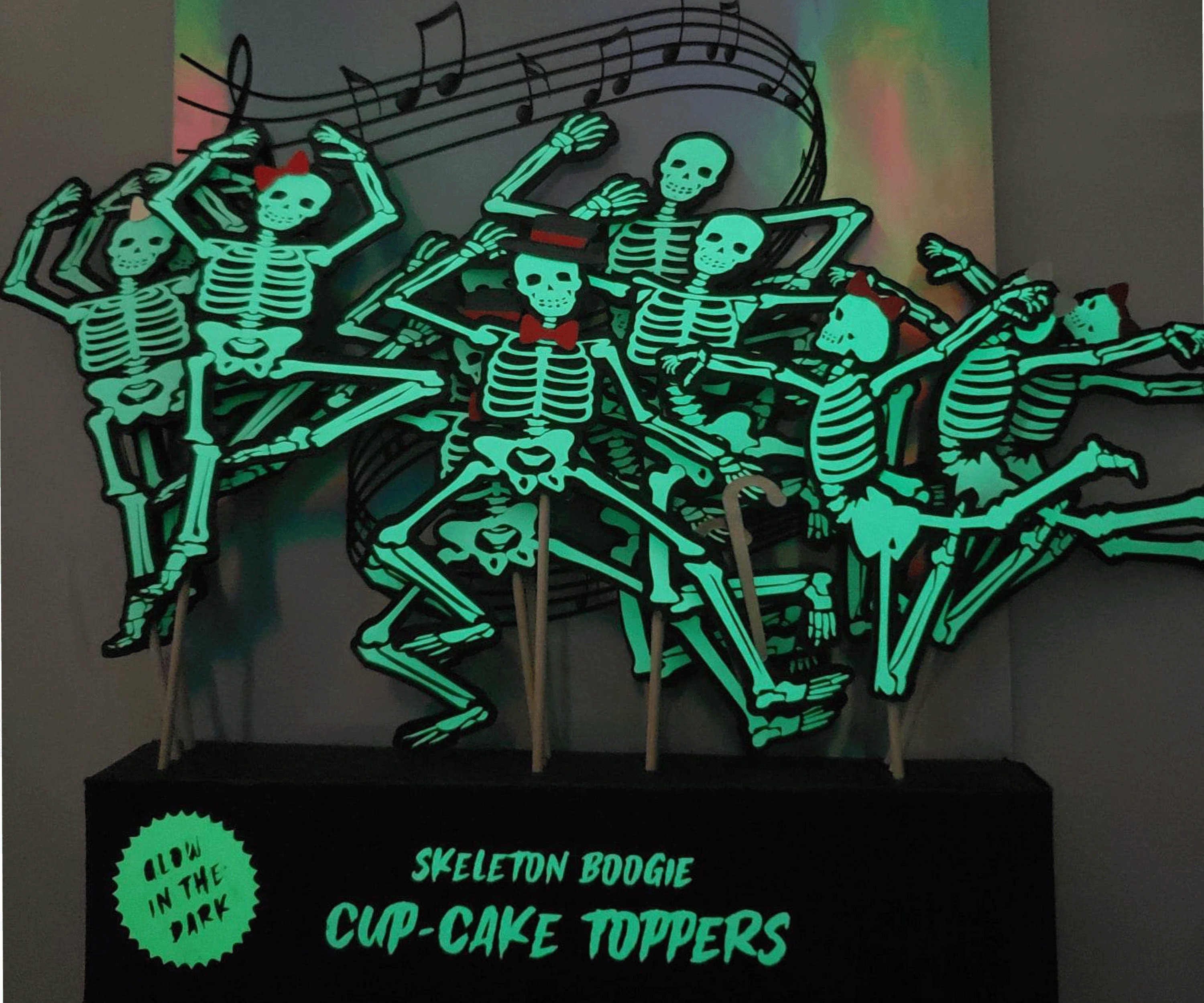 Skeleton Cup Cake Toppers, Glow in the Dark Skeleton, Skeleton Cake ...