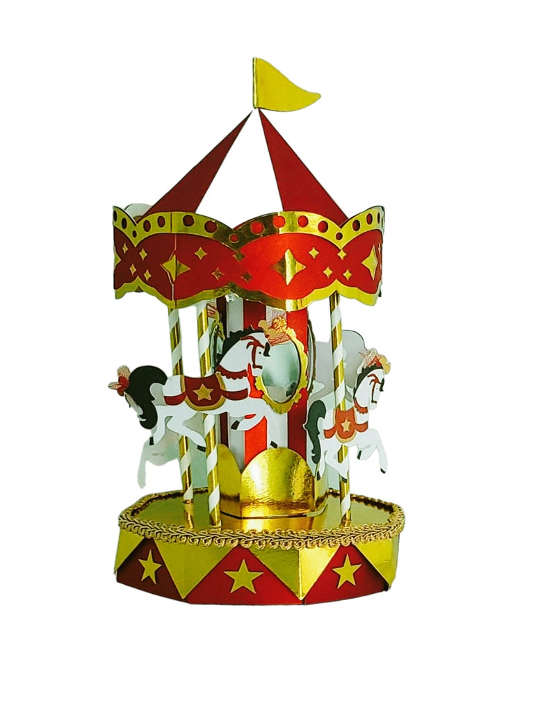 Circus Carousel Cake Topper, Circus Centerpiece, 3D Carousel, Circus ...