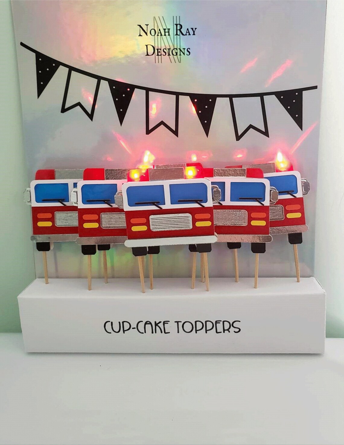 Flashing Fire Truck Cup Cake Toppers-perfect for a Fireman Themed Party ...