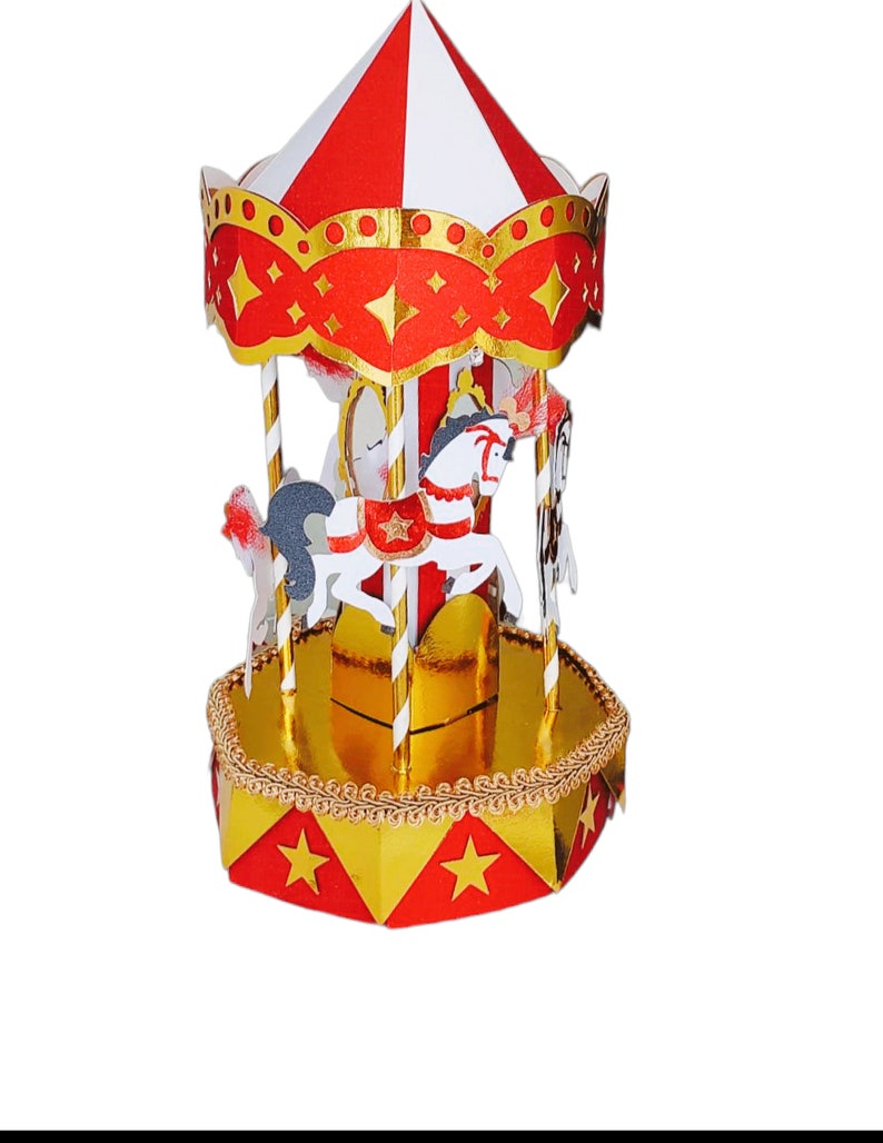 Circus Carousel Cake Topper, Circus Centerpiece, 3D Carousel, Circus ...