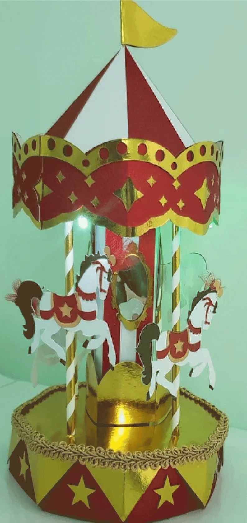 Circus Carousel Cake Topper, Circus Centerpiece, 3D Carousel, Circus ...
