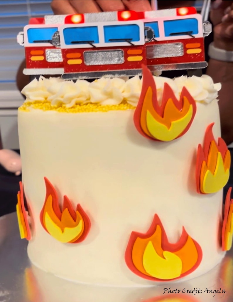 Flashing Fire Truck Cup Cake Toppers-perfect for a Fireman Themed Party ...