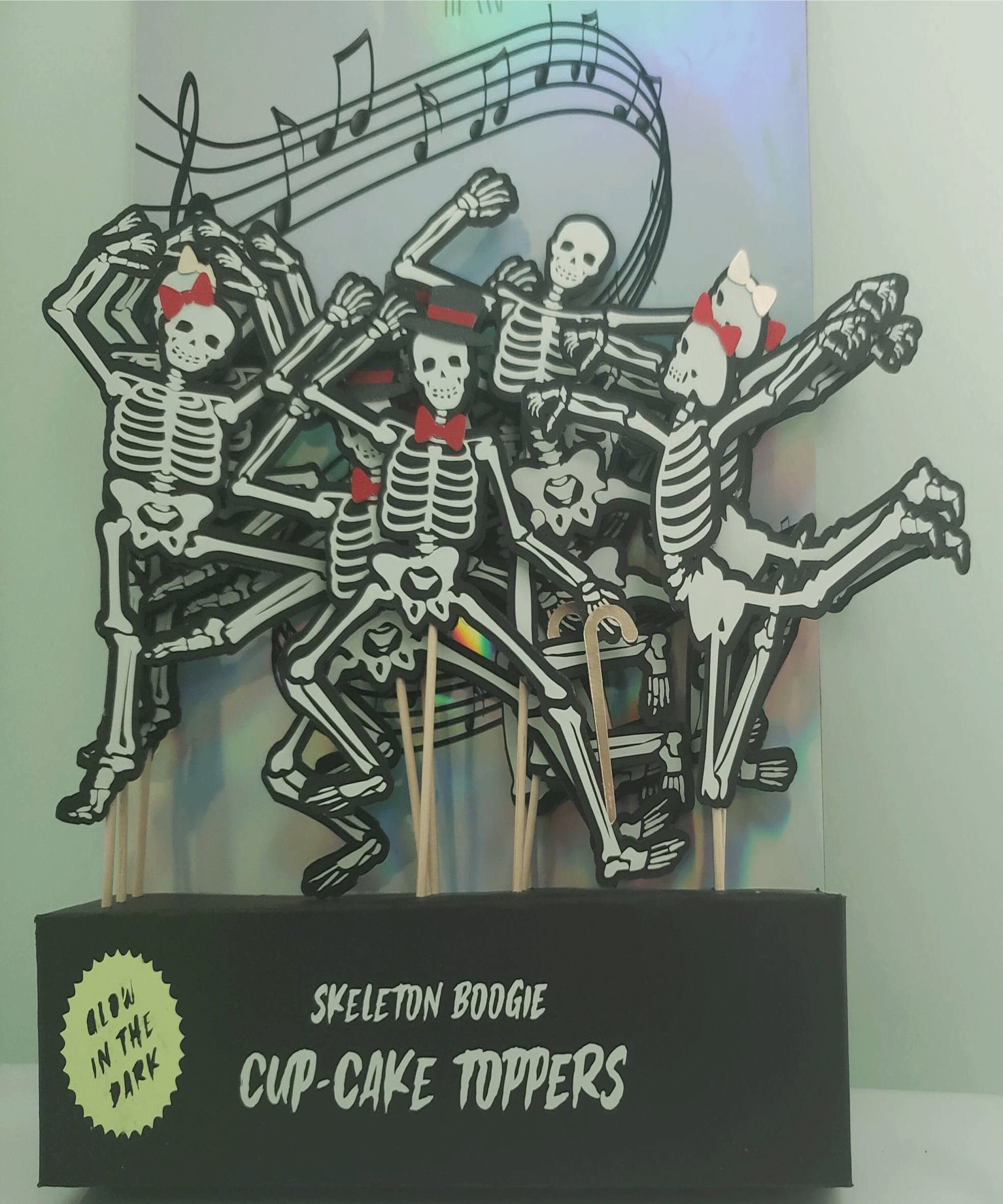 Skeleton Cup Cake Toppers, Glow in the Dark Skeleton, Skeleton Cake ...