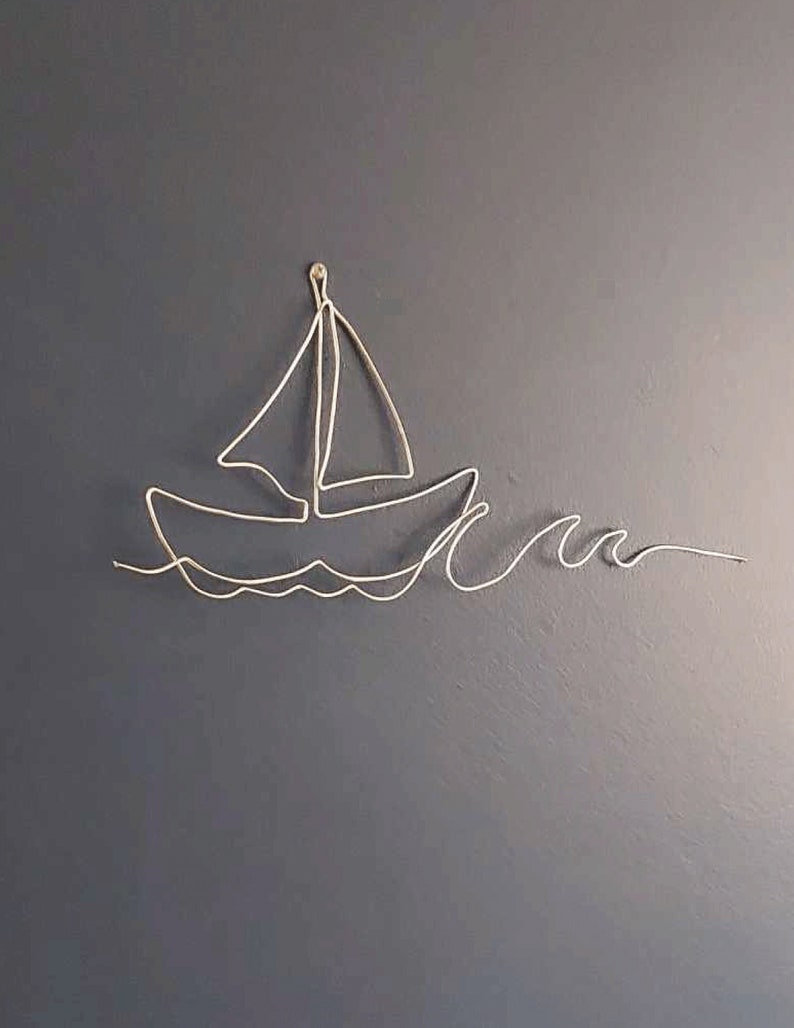 Wire Sailboat Wall Art-nautical Home Decor-handmade Wall Art-wire Art ...