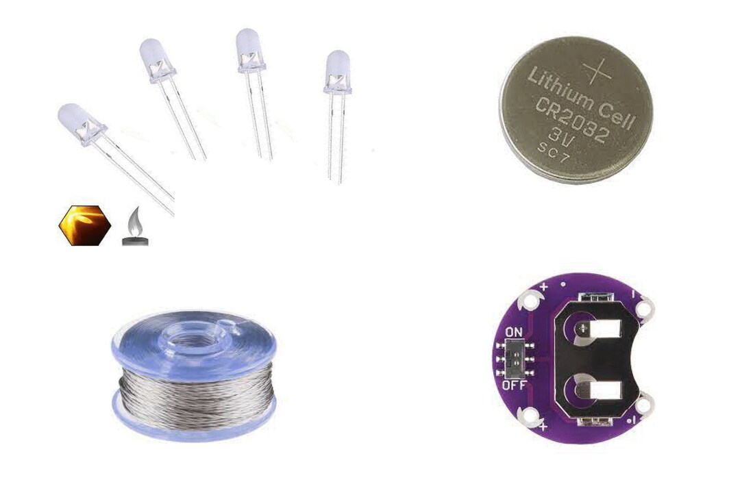 LED Sewing Kit-3mm Yellow Twinkle LEDS, Conductive Sewing Thread ...