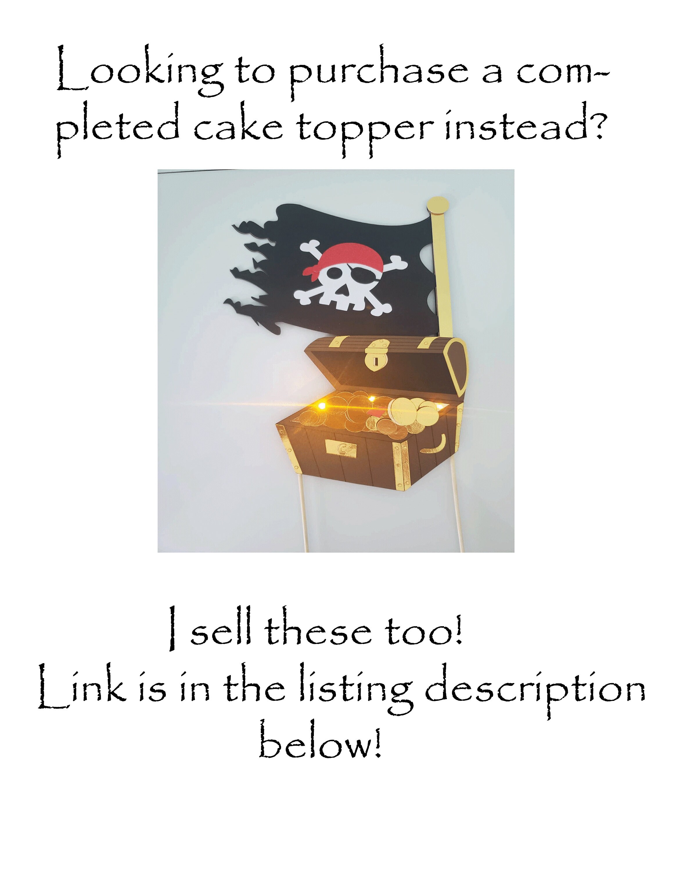 Pirate's Treasure Chest Cake Topper, Digital Pattern Files for a Pirate ...