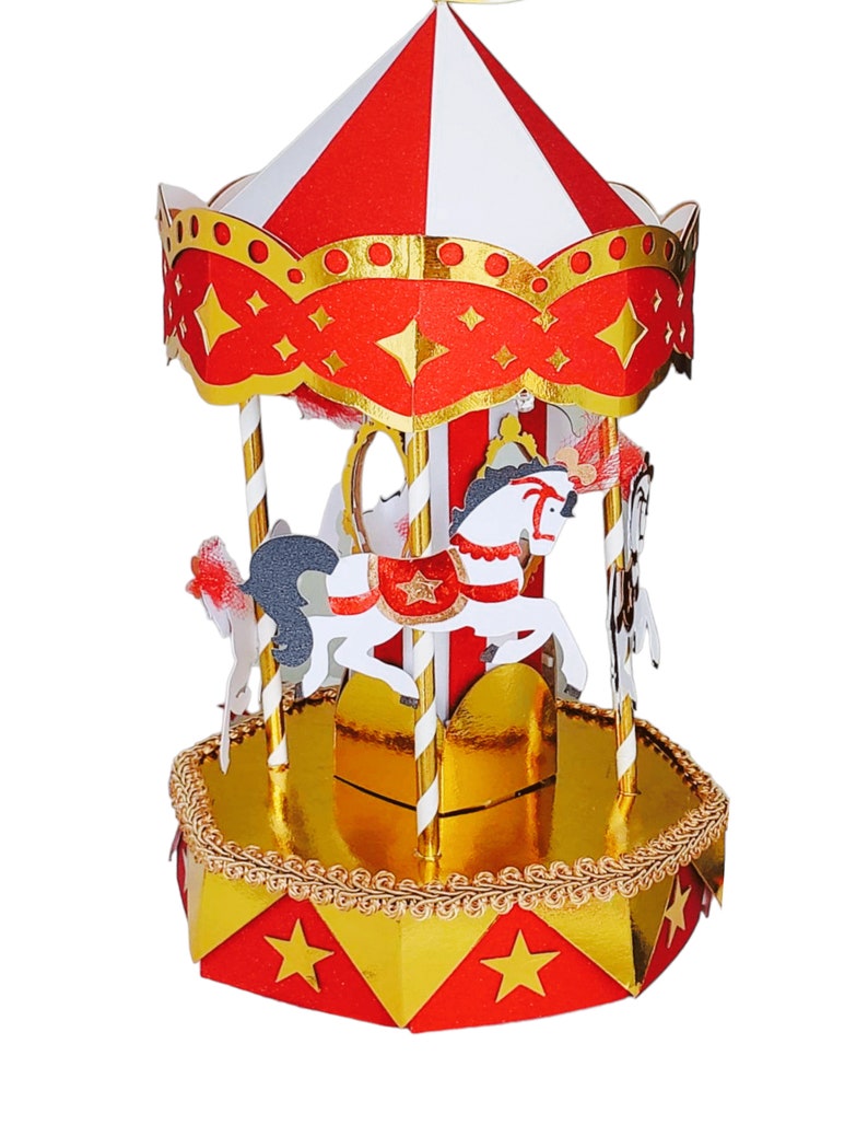 Circus Carousel Cake Topper, Circus Centerpiece, 3D Carousel, Circus ...
