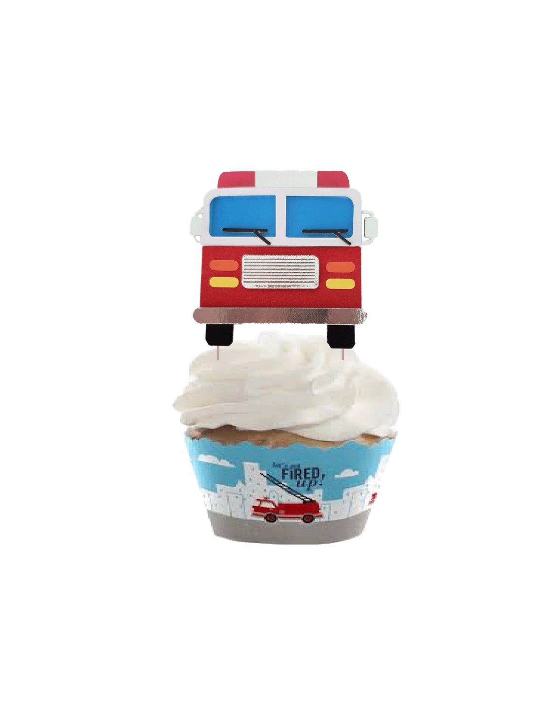 Flashing Fire Truck Cup Cake Toppers-perfect for a Fireman Themed Party ...