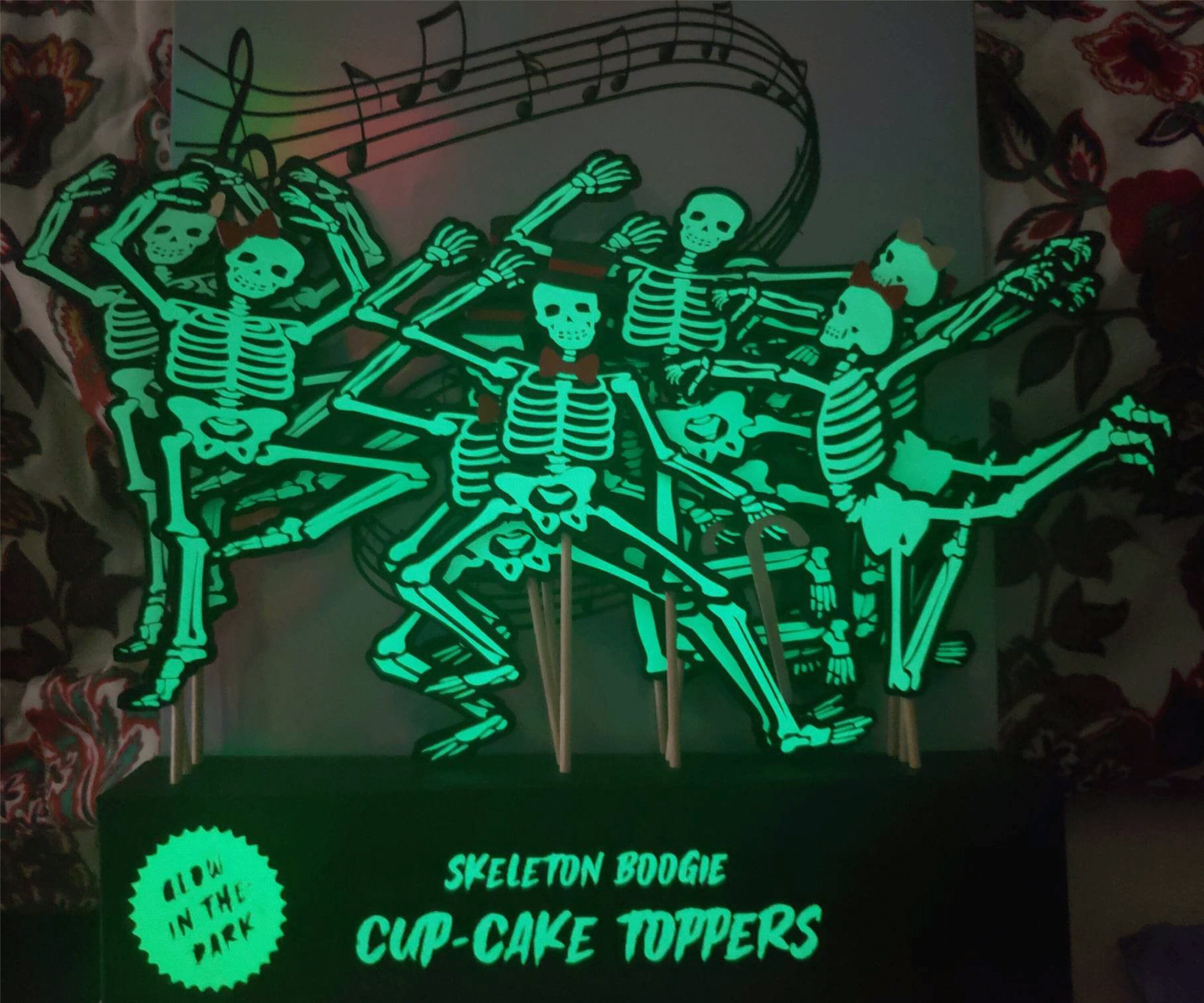Skeleton Cup Cake Toppers, Glow in the Dark Skeleton, Skeleton Cake ...