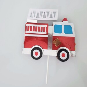 Red Fire Truck Cake Topper- 6inch Cake Topper-2d Light up Firetruck ...