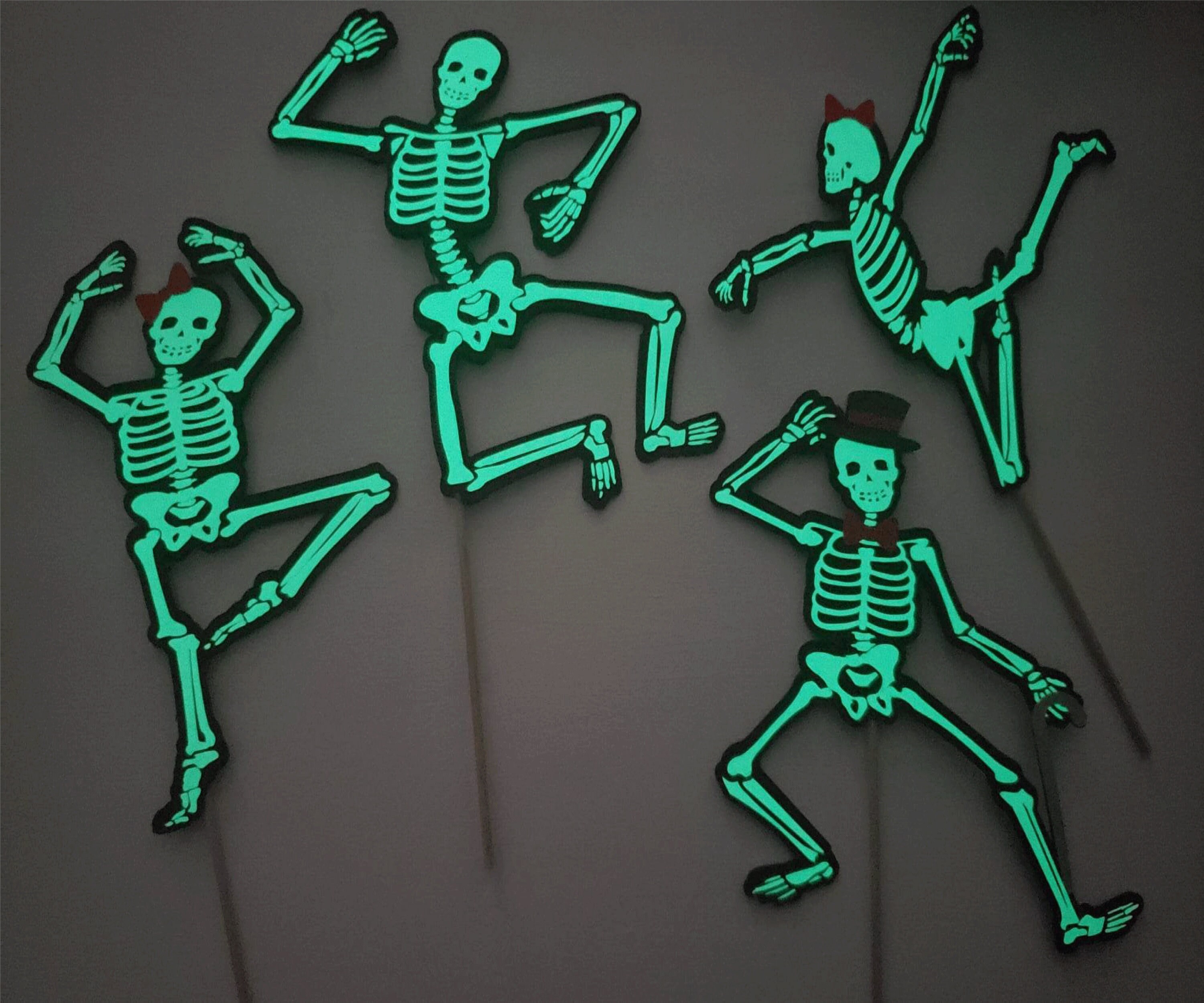 Skeleton Cup Cake Toppers, Glow in the Dark Skeleton, Skeleton Cake ...
