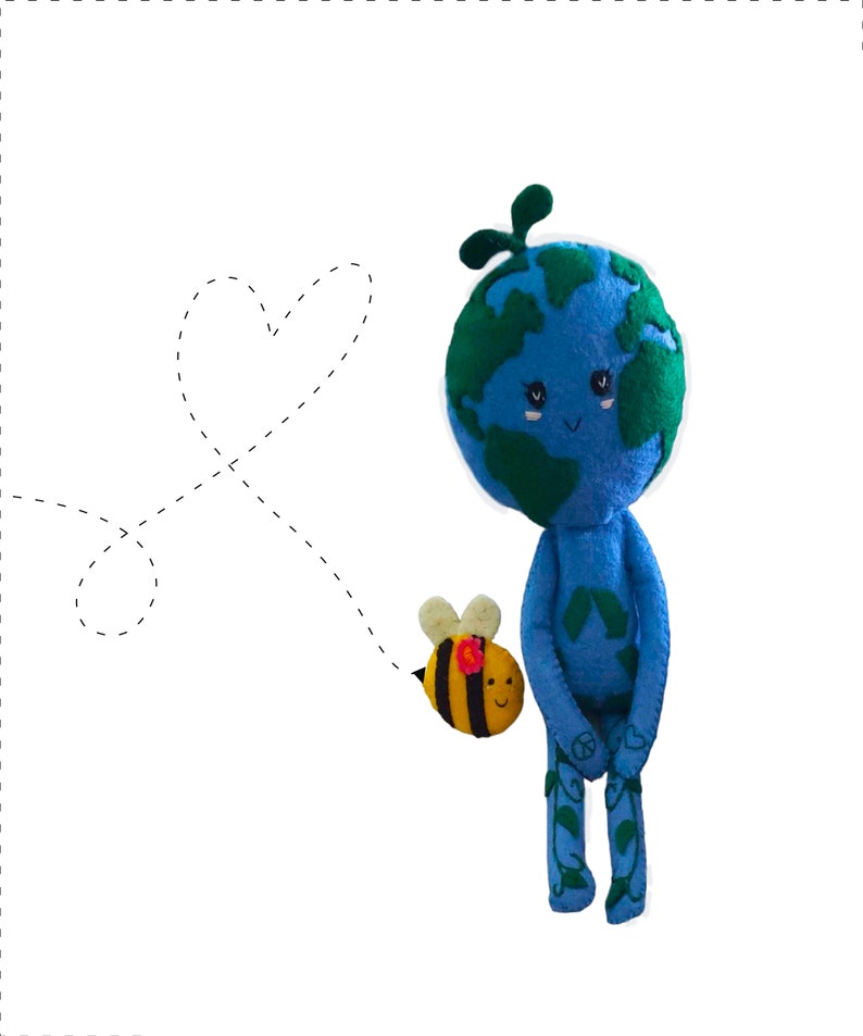 Earth Day Felt Doll Sewing Pattern- Felt Embroidery Pattern-plush Toy ...