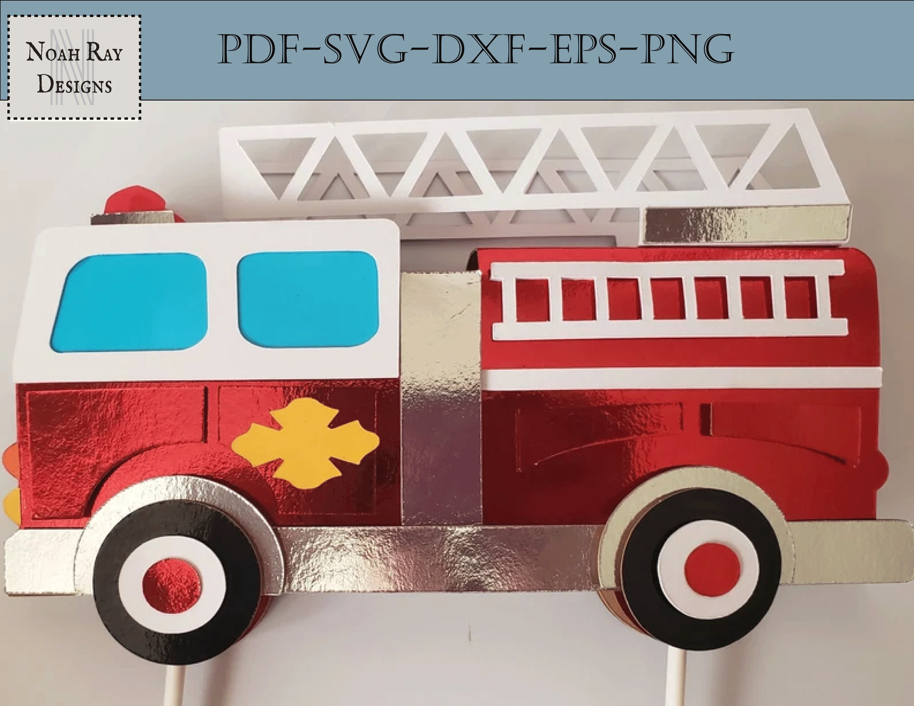 LED Fire Truck Cake and Cup-cake Topper Cut Files-fire Truck Svg-fire ...