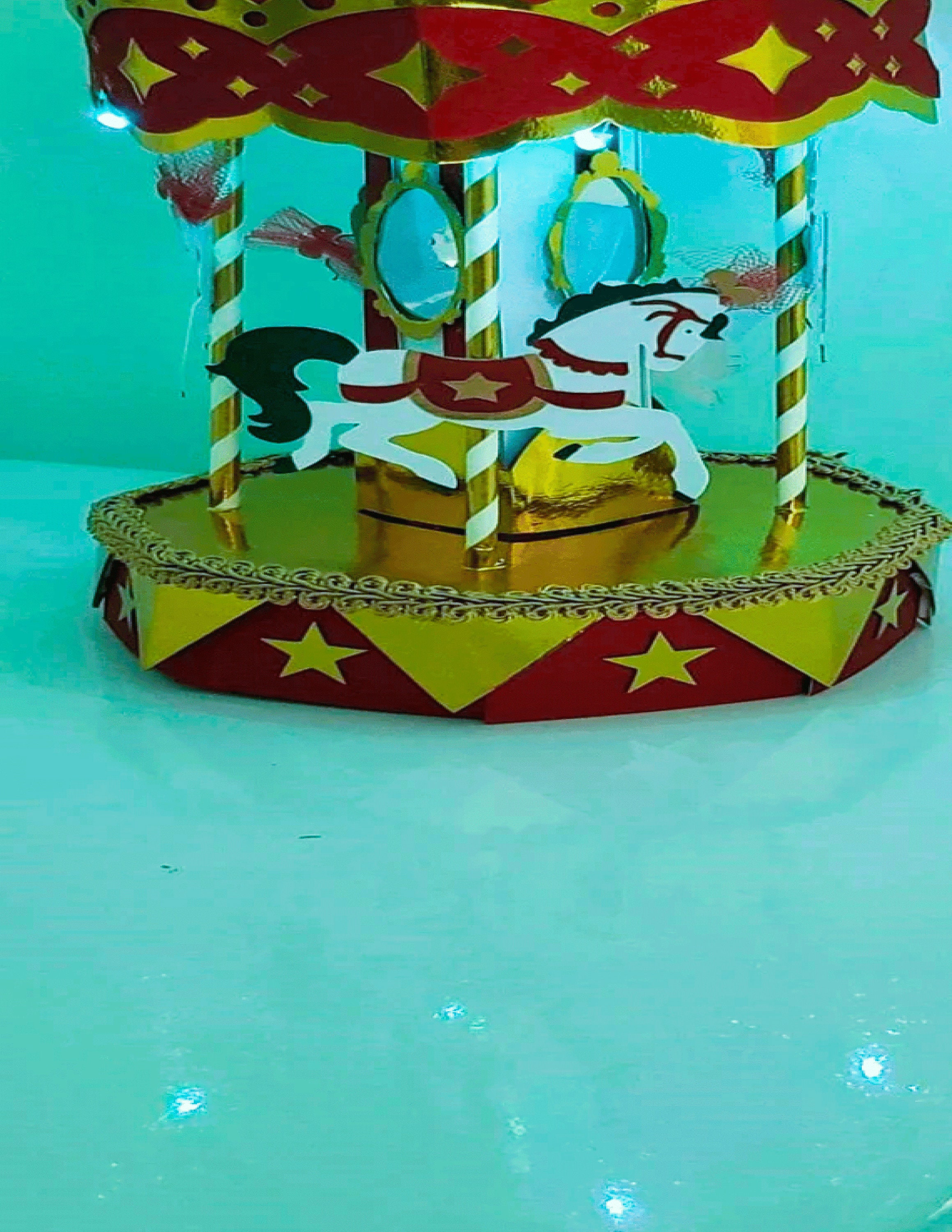 Red & Gold 3D Circus Carousel, Carousel Horse Cake Topper, Circus Party ...