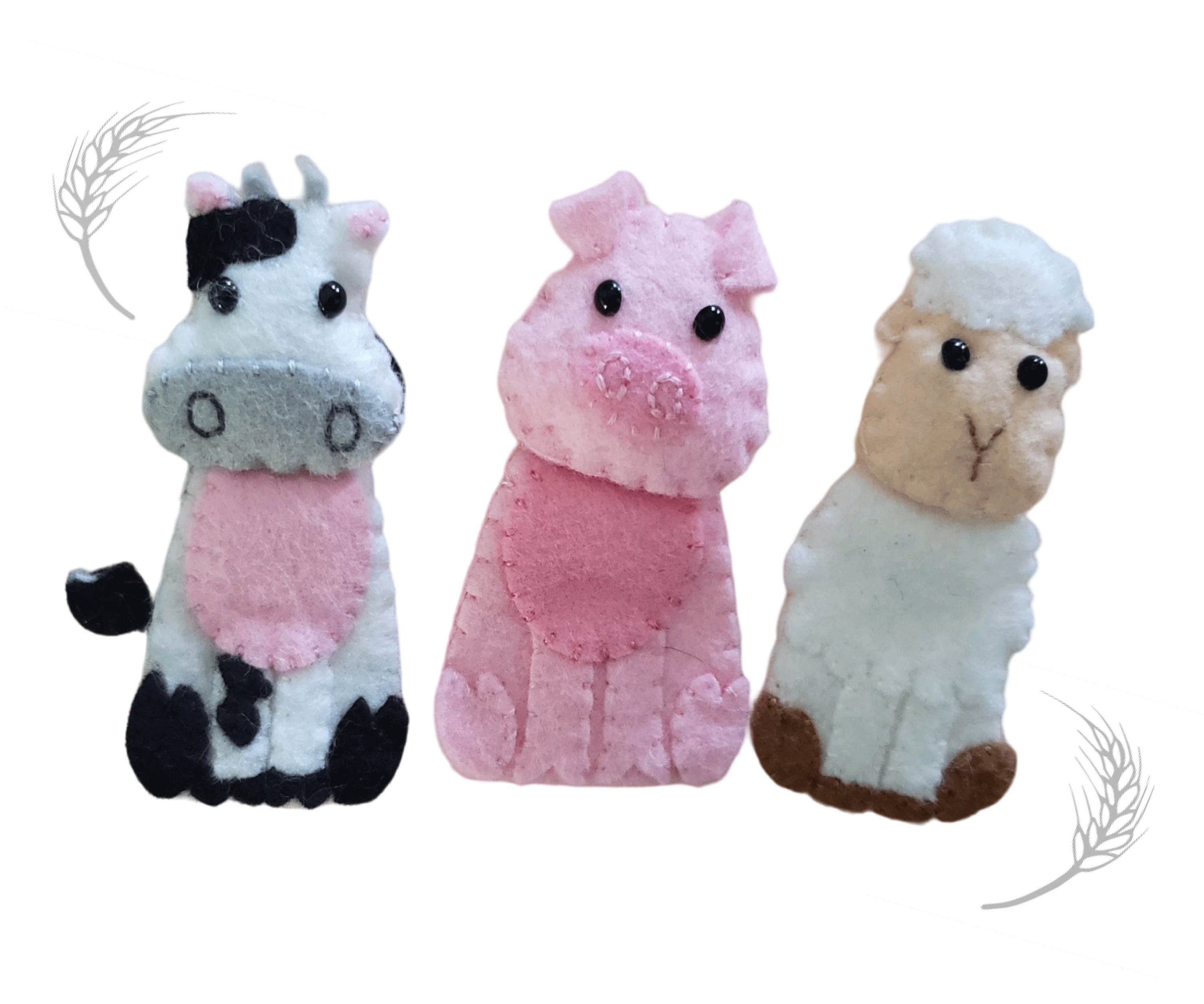 Felt Finger Puppet Pattern-cow Finger Puppet-pig Finger Puppet-sheep ...