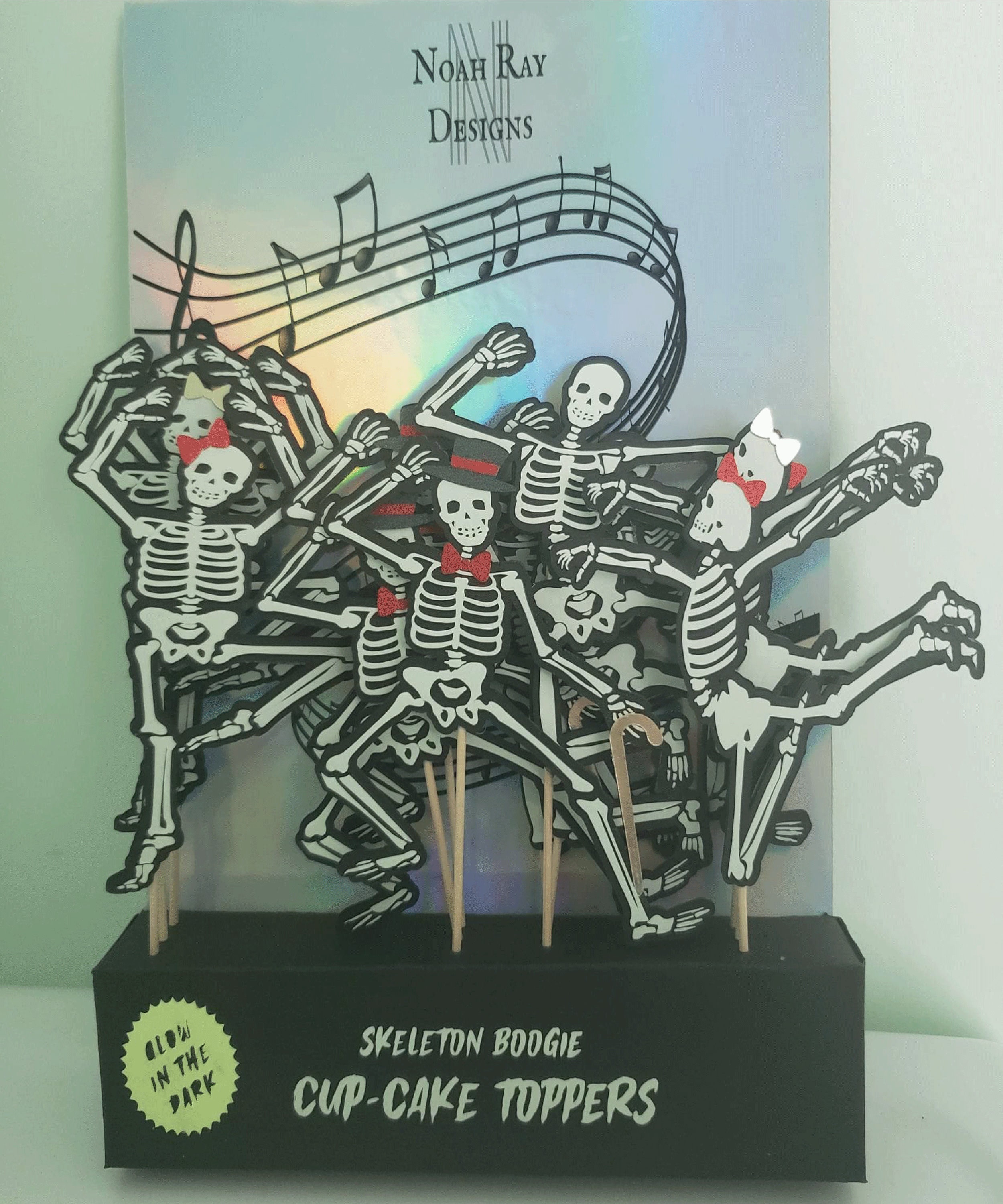 Skeleton Cup Cake Toppers, Glow in the Dark Skeleton, Skeleton Cake ...