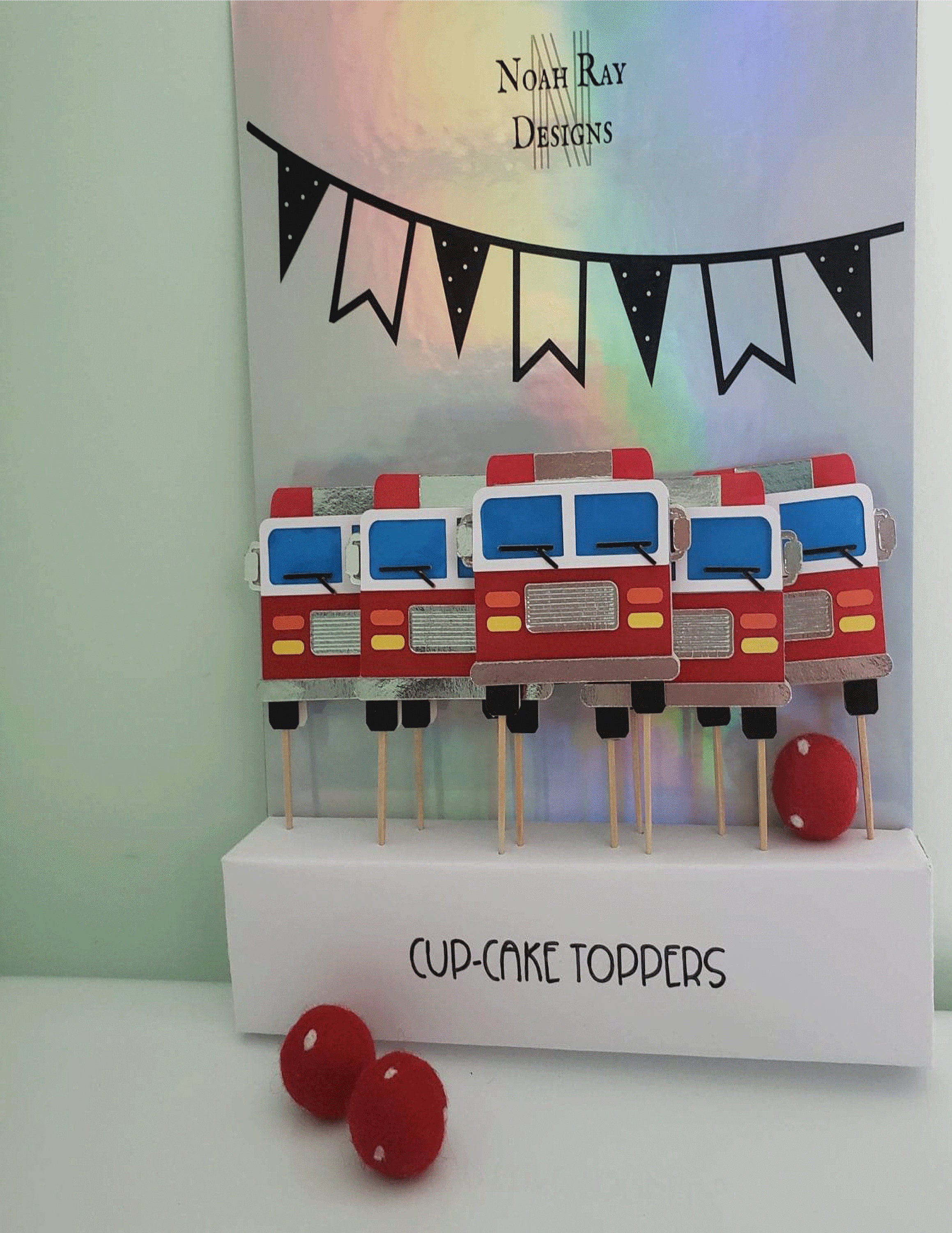 Flashing Fire Truck Cup Cake Toppers-perfect for a Fireman Themed Party ...