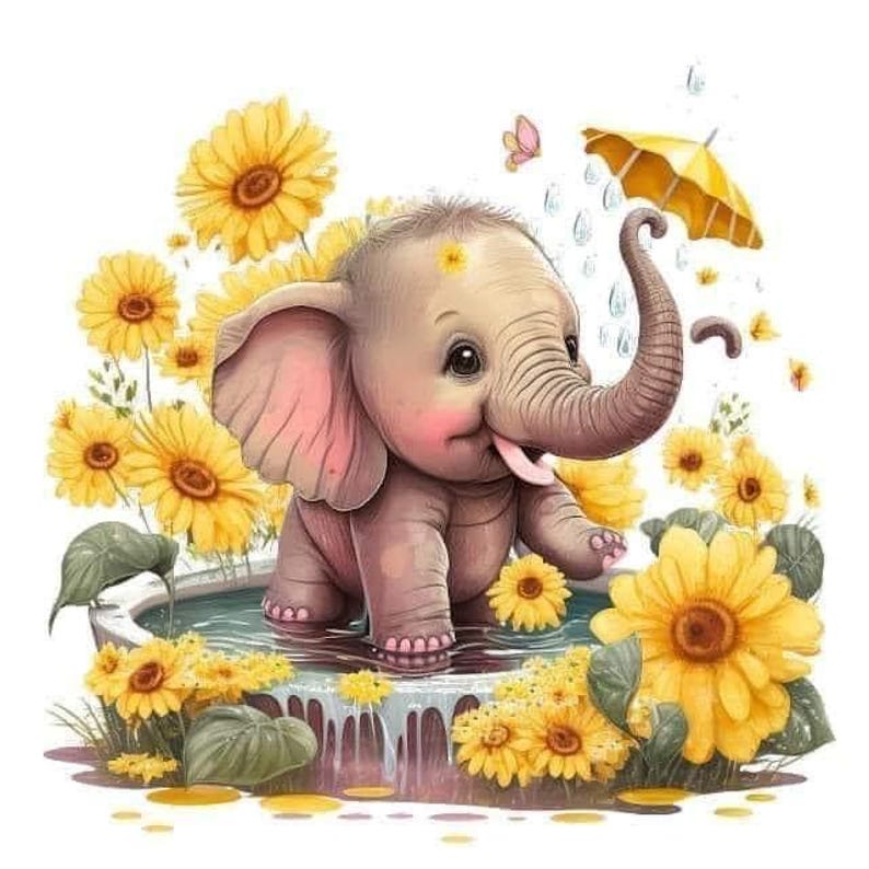 Sunflower Elephant - Etsy