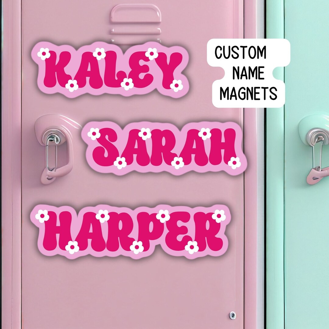 Custom Name Magnet Personalized Retro Floral Name Magnet Locker Magnet ...